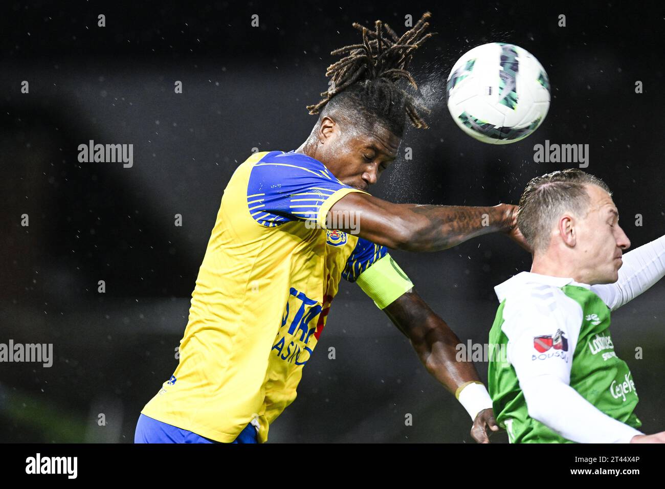 Beveren Waas, Belgium. 28th Oct, 2023. Beveren's Sheldon Bateau and ...