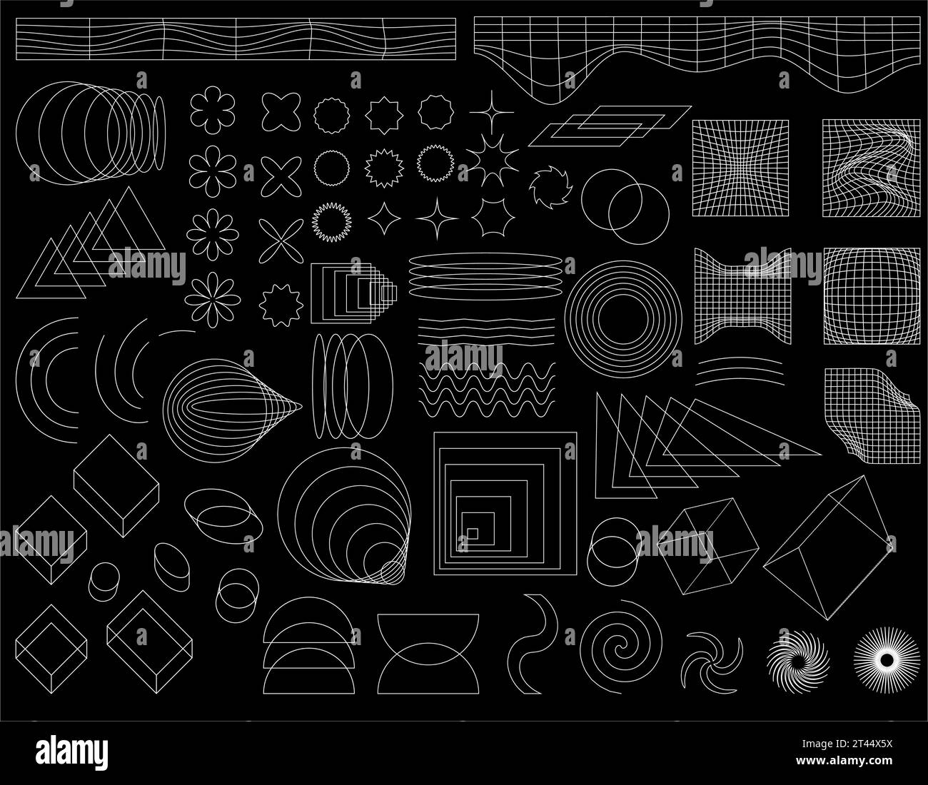 (Несколько Geometric wireframe forms. Abstract backgrounds, patterns, cyberpunk elements, vector ...