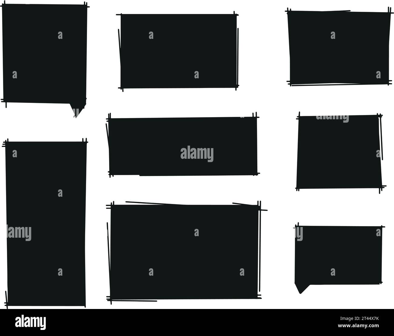 Set of hand drawn text boxes, vector graphics, clouds for quotes and ...