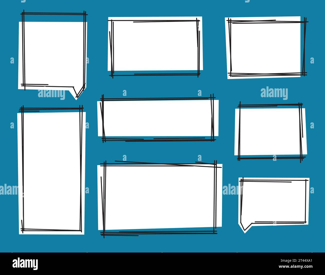 Set of hand drawn text boxes, vector graphics, clouds for quotes and ...