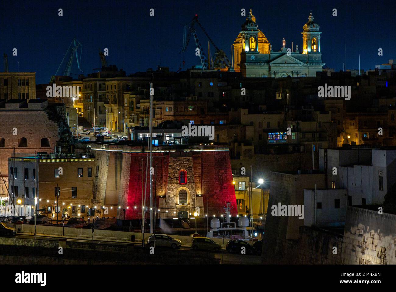 The fortifications of Senglea, one of the three cities that look over ...