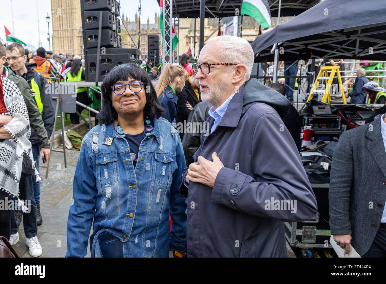London, UK. 28th Oct, 2023. MP, Diane Abbott and Jeremy Corbyn attend ...