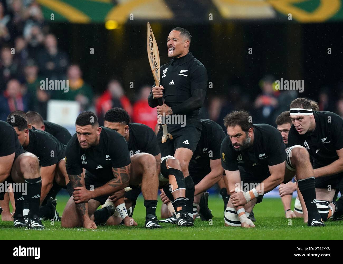 New Zealand's Aaron Smith leads the Haka before the Rugby World Cup ...