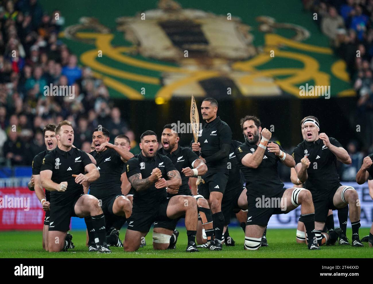 New Zealand's Aaron Smith leads the Haka before the Rugby World Cup ...