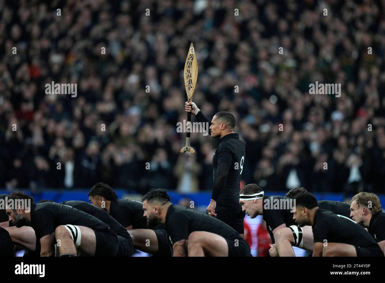 New Zealand's Aaron Smith leads the traditional Haka before the Rugby ...