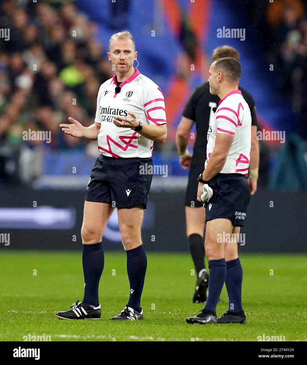 Referee Wayne Barnes (left) during the Rugby World Cup 2023 final match ...