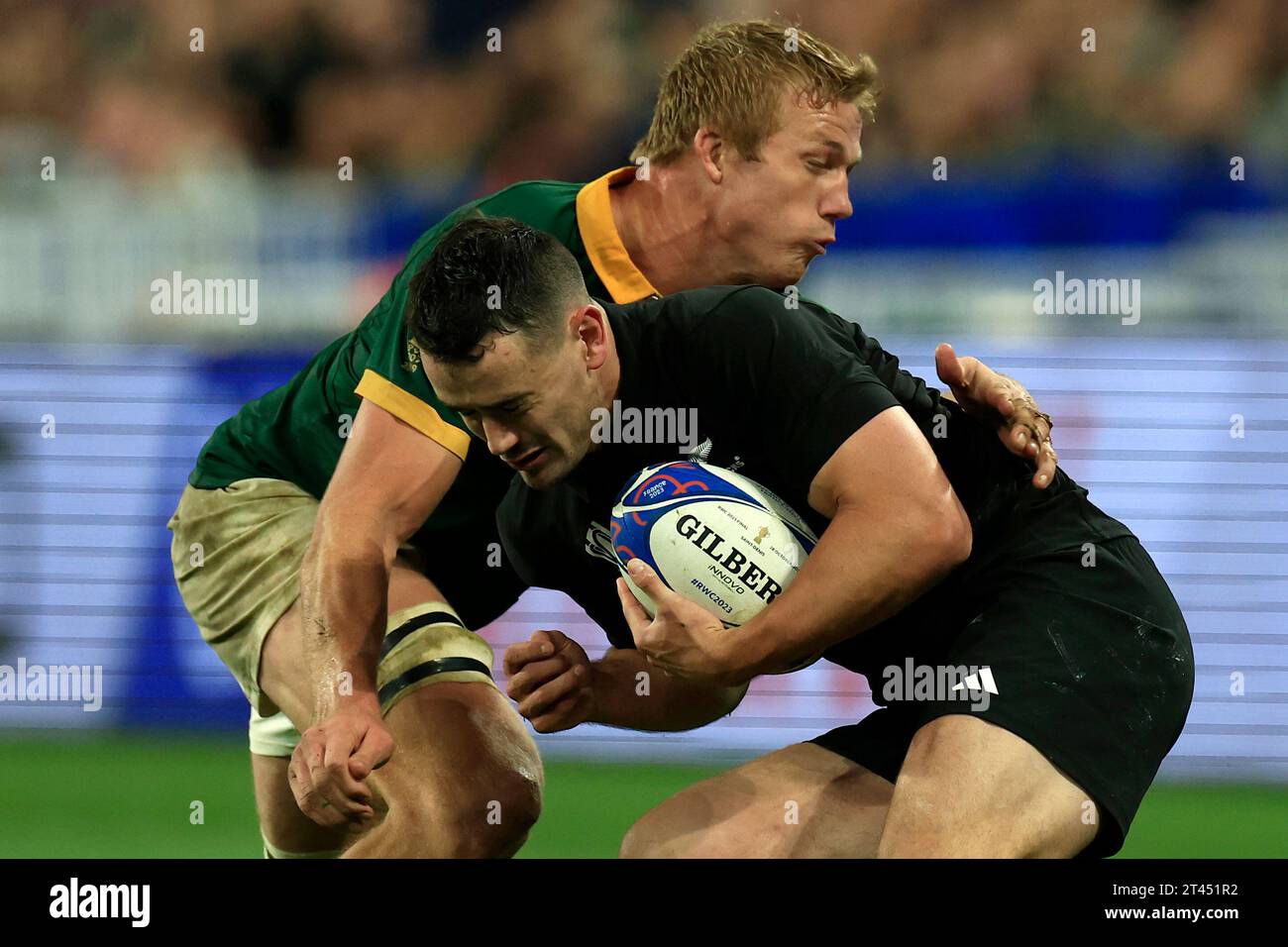 South Africa's Pieter-Steph du Toit, left, tackles New Zealand's Will ...