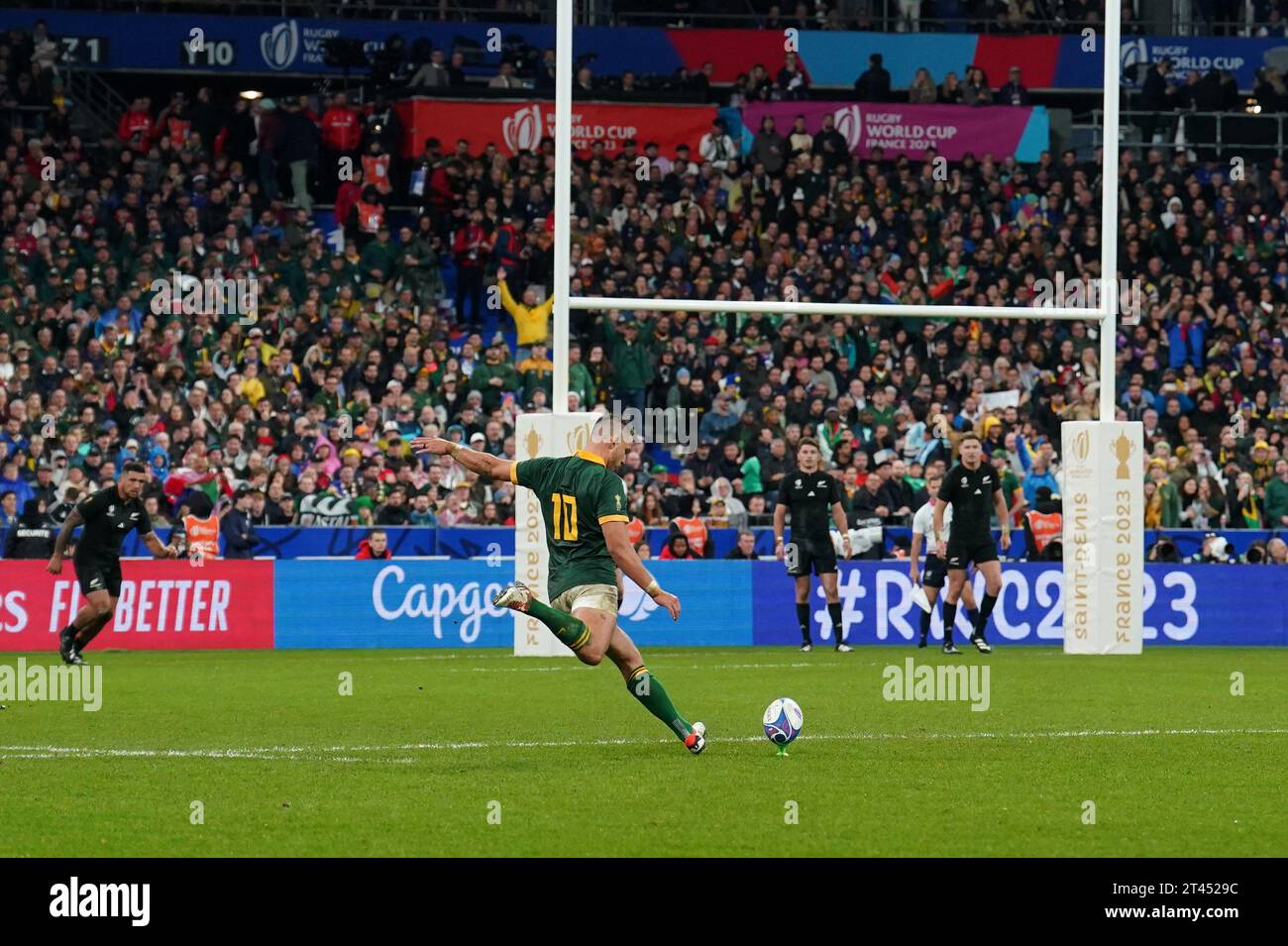 South Africa's Handre Pollard scores a penalty during the Rugby World ...