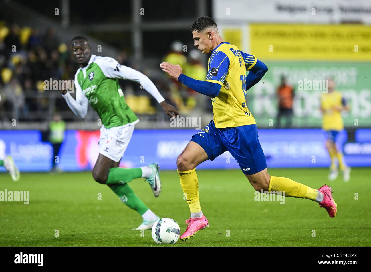 Beveren Waas, Belgium. 28th Oct, 2023. Beveren's Yousef Salech pictured ...