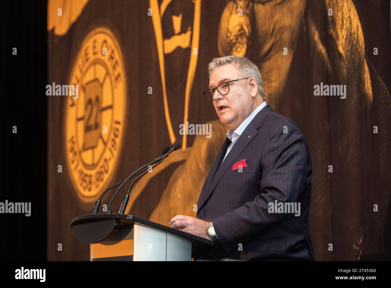 Canada Post President Doug Ettinger speaks during the unveiling of a ...