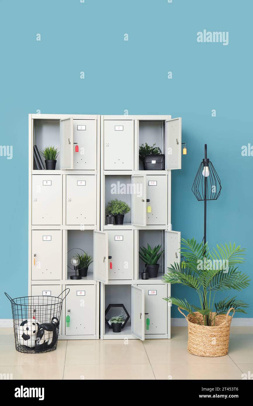 Blue cabinet plants lamp hi-res stock photography and images - Alamy