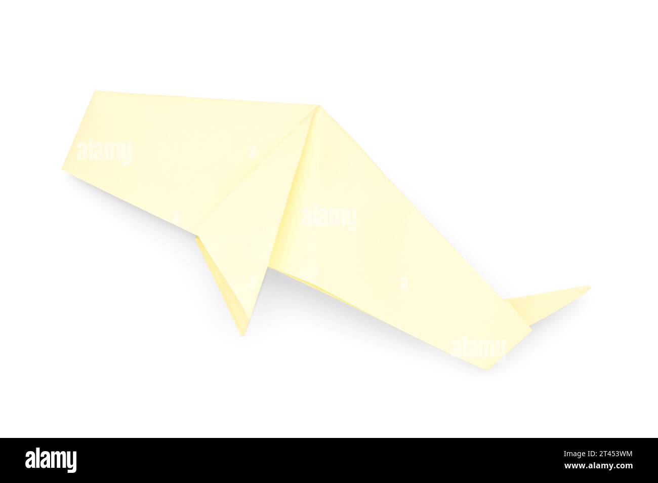 Yellow origami whale on white background Stock Photo - Alamy