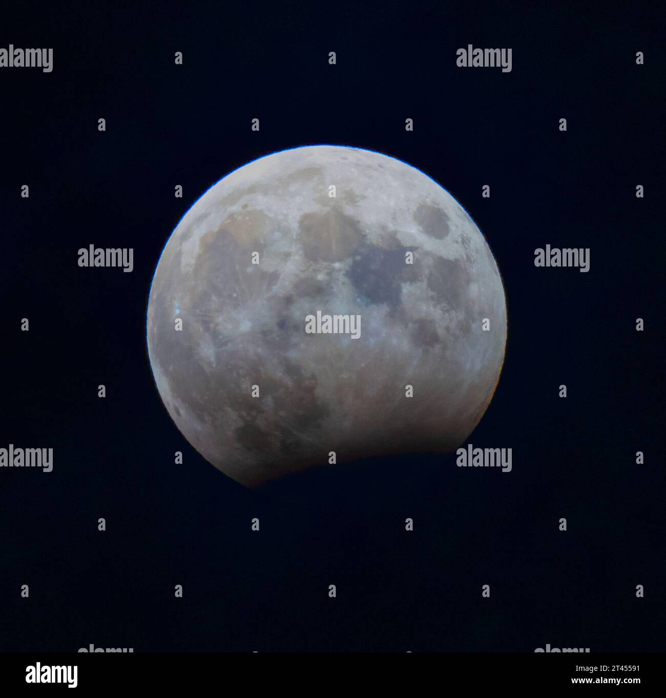 London, UK. 28th Oct, 2023. Partial lunar eclipse at its almost full ...