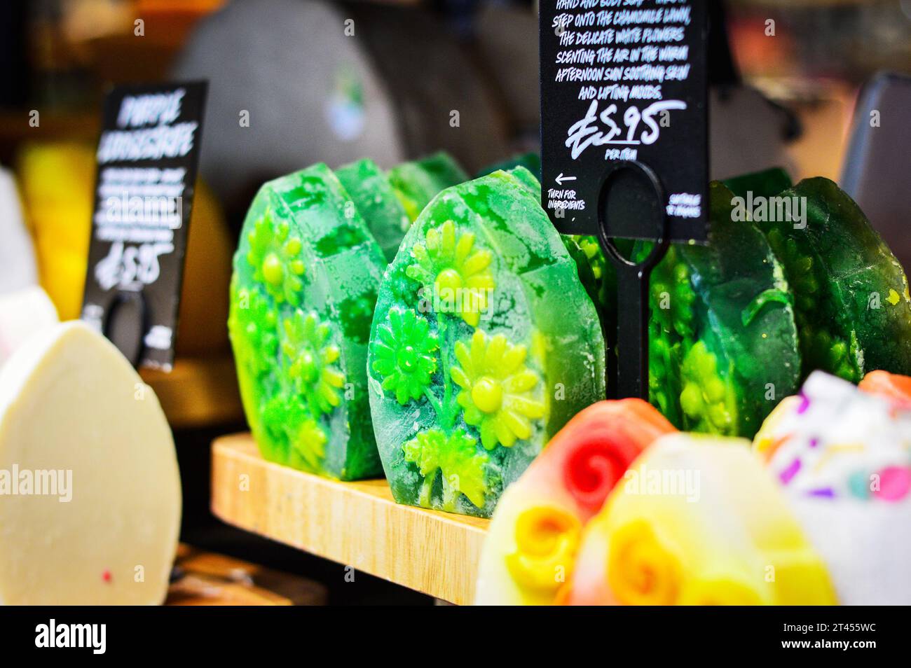 Belfast, Northern Ireland, March 2018. Colourful Handmade Bath Products ...