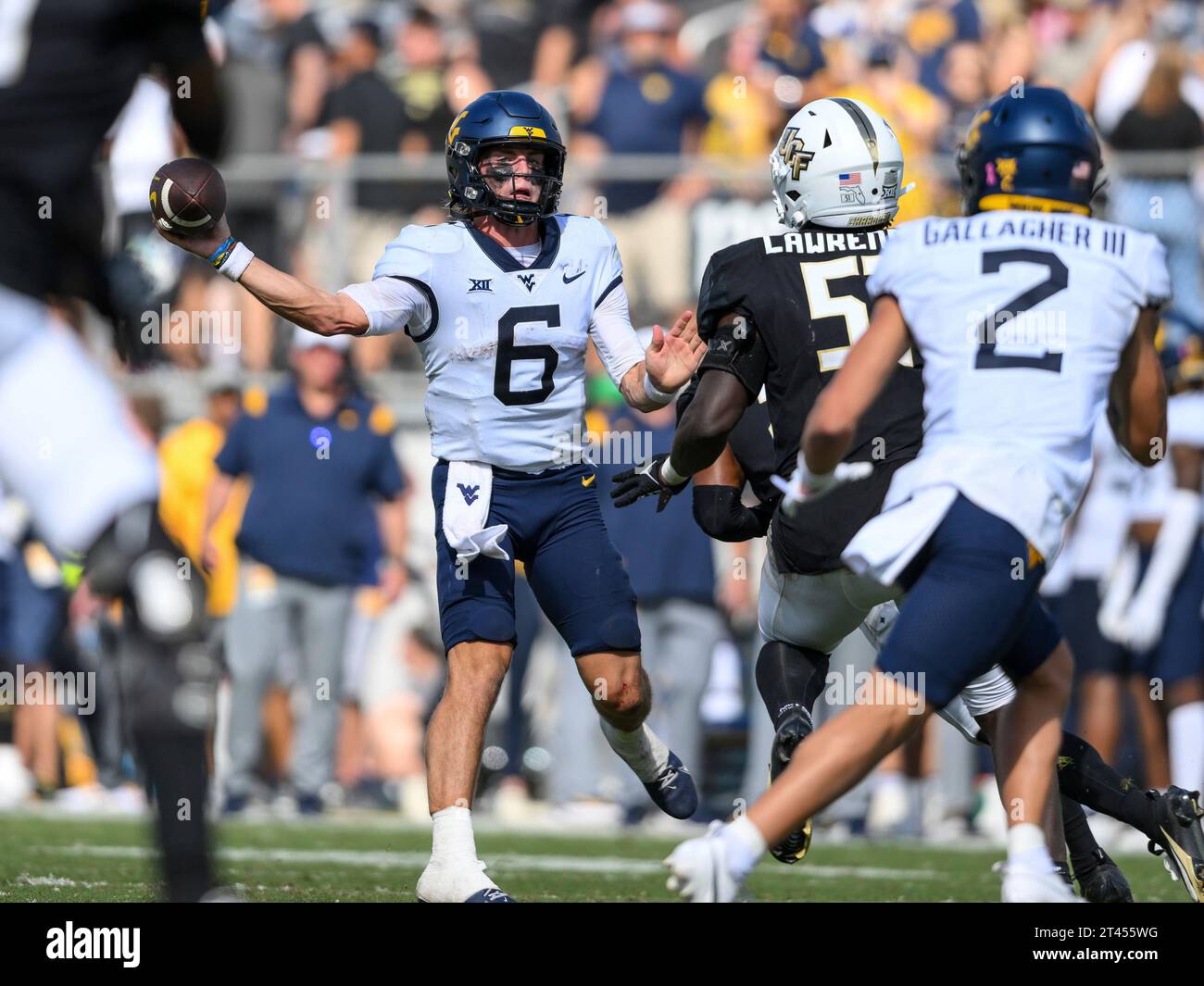 October 28, 2023: West Virginia quarterback Garrett Greene (6) throws ...