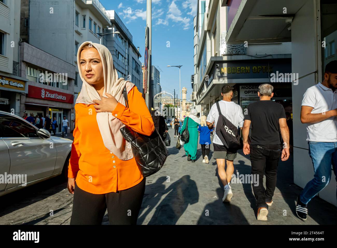Gaziantep people. Turkish woman in head scarf in colorful clothing in ...