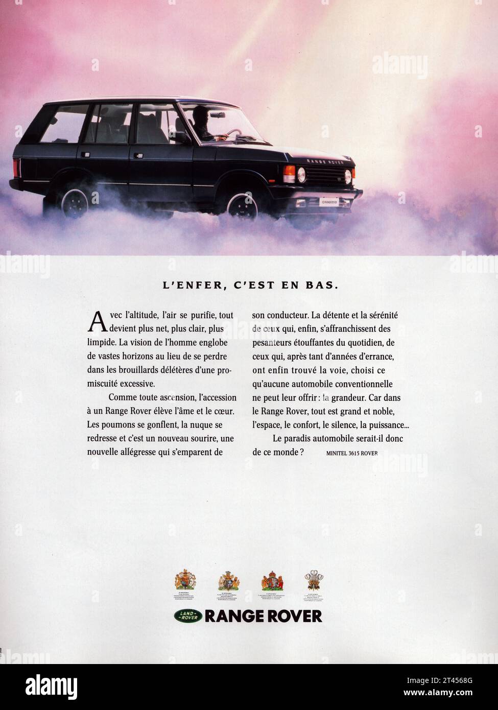 Range Rover French magazine advertisement from 1990 Stock Photo - Alamy