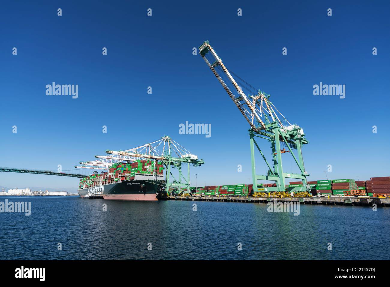Los Angeles, California, USA - October 4, 2023: View of Evergreen cargo ...