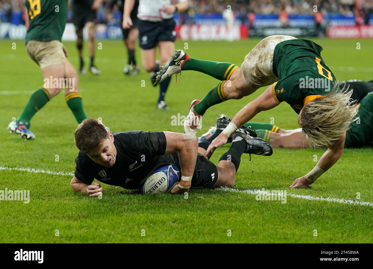 New Zealand's Beauden Barrett scores their side's first try during the ...
