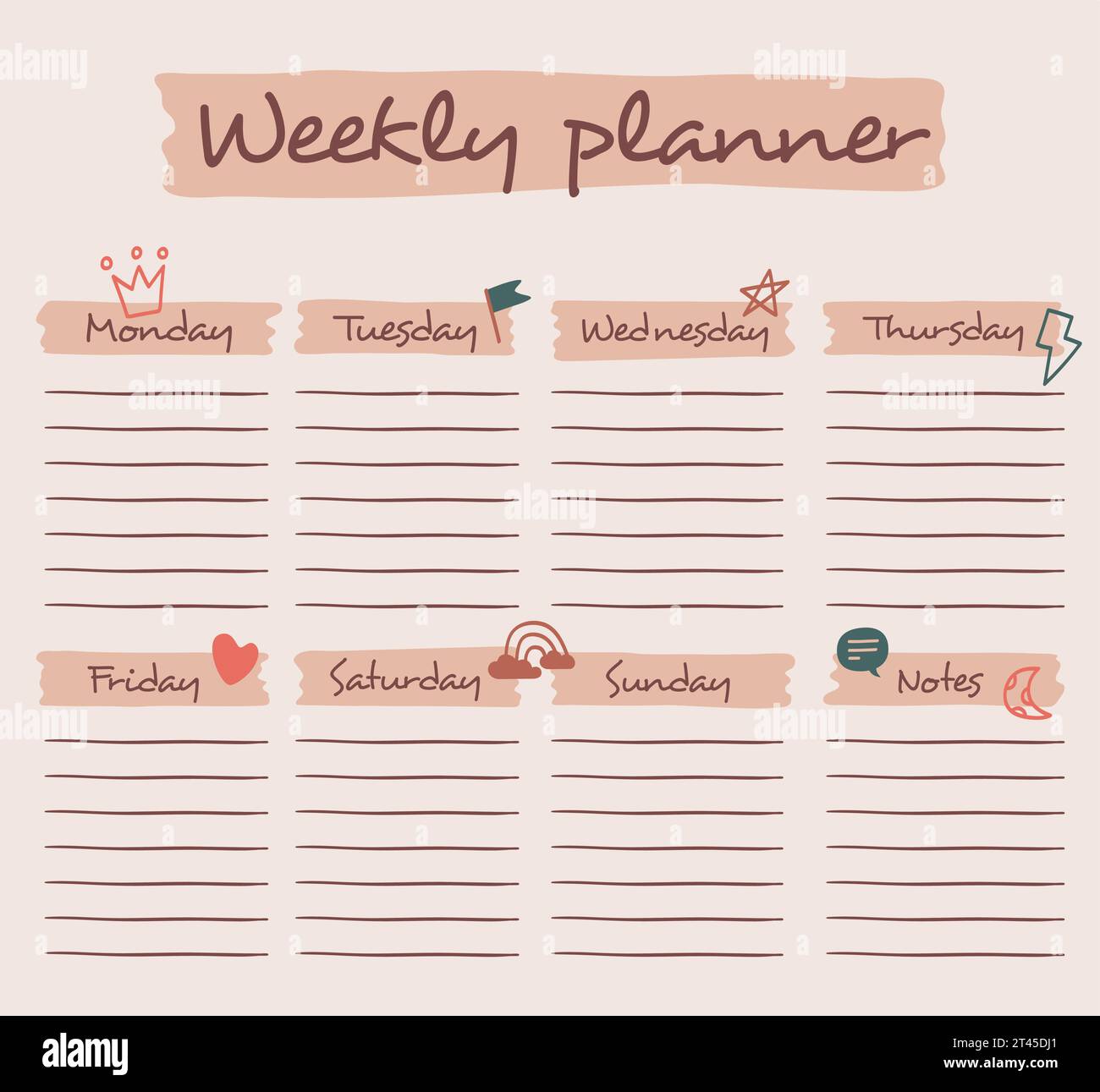 Cute weekly planner background with chat bubble Vector Image Stock ...