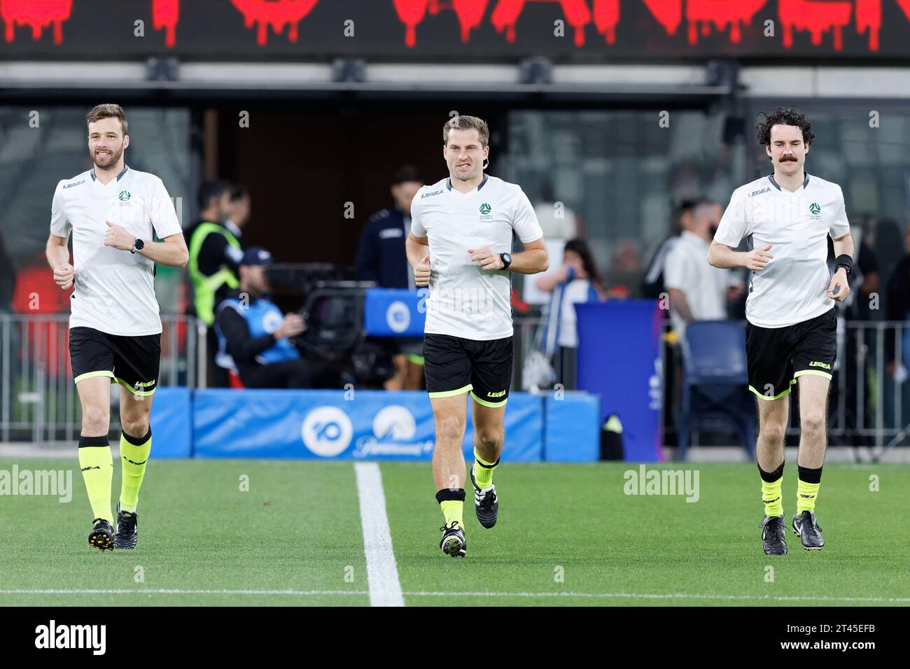 Sydney, Australia. 28th Oct, 2023. Match Referees warm up before the A-League Men Rd2 between ...