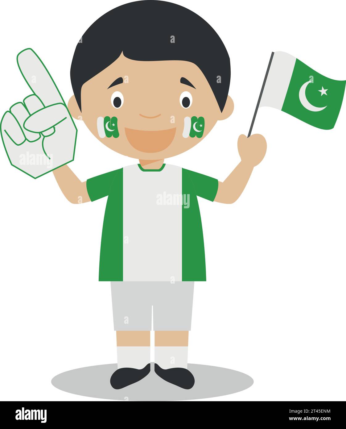 National sport team fan from Pakistan with flag and glove Vector ...