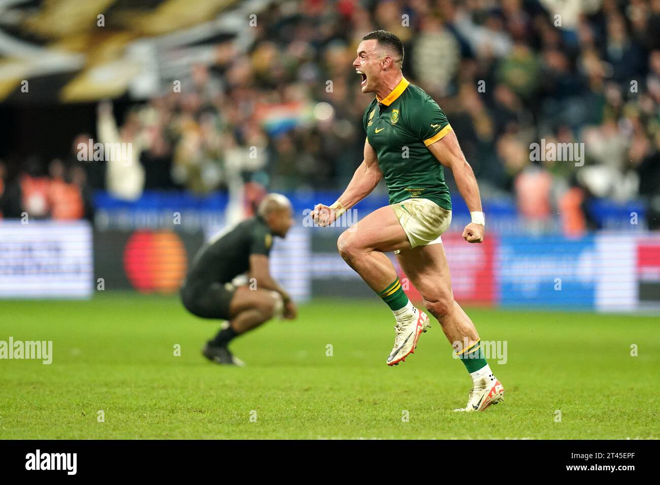 South Africa's Jesse Kriel celebrates after winning the Rugby World Cup ...