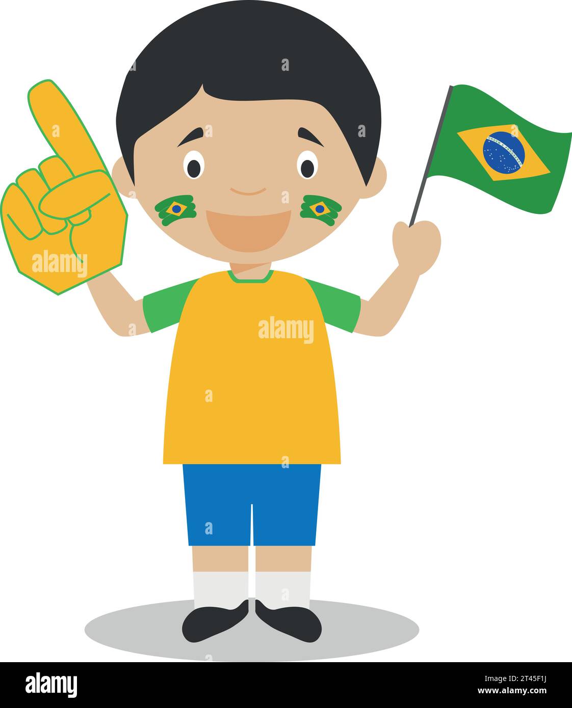 National sport team fan from Brazil with flag and glove Vector ...