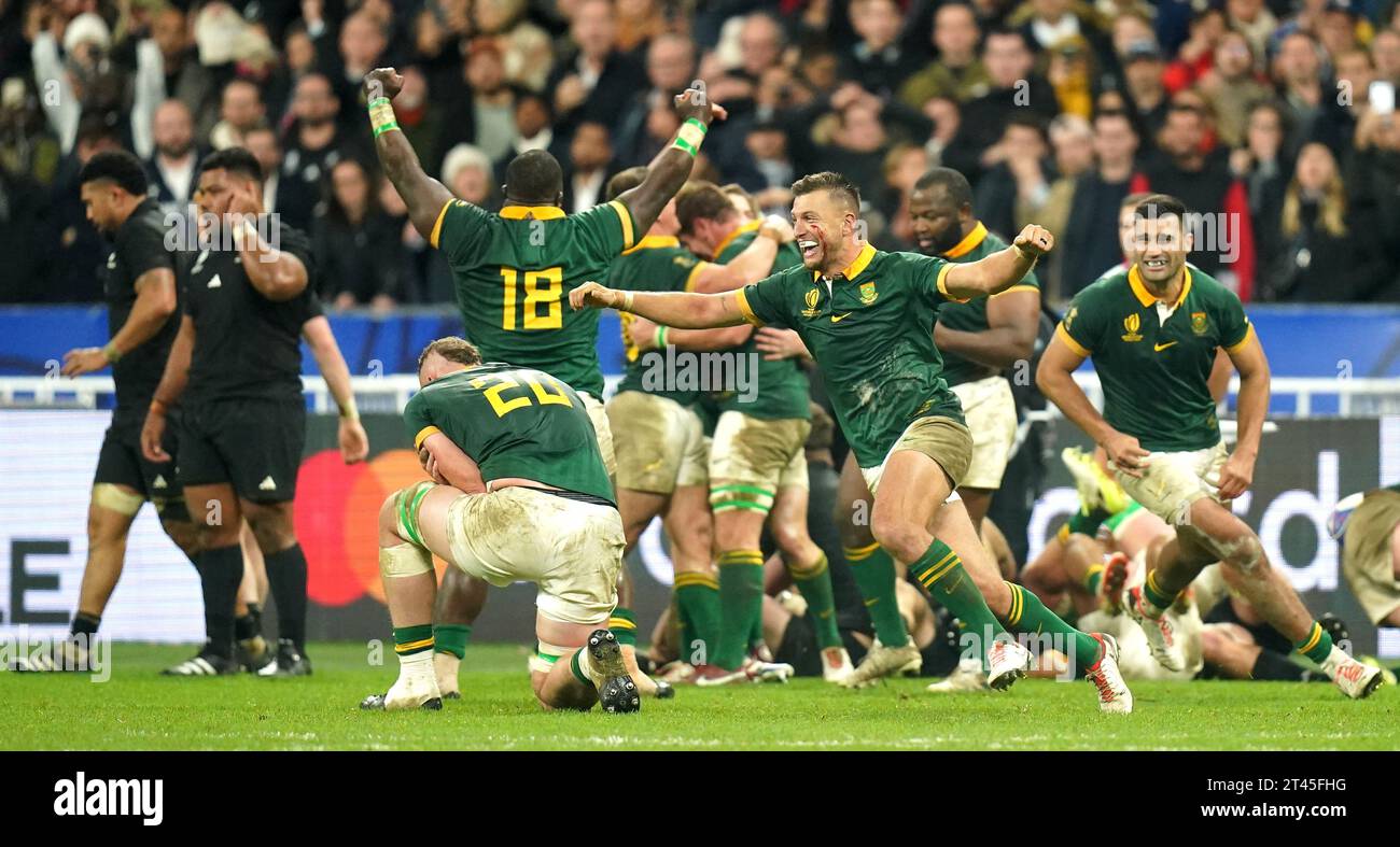 South Africa's Handre Pollard celebrates after winning the Rugby World ...