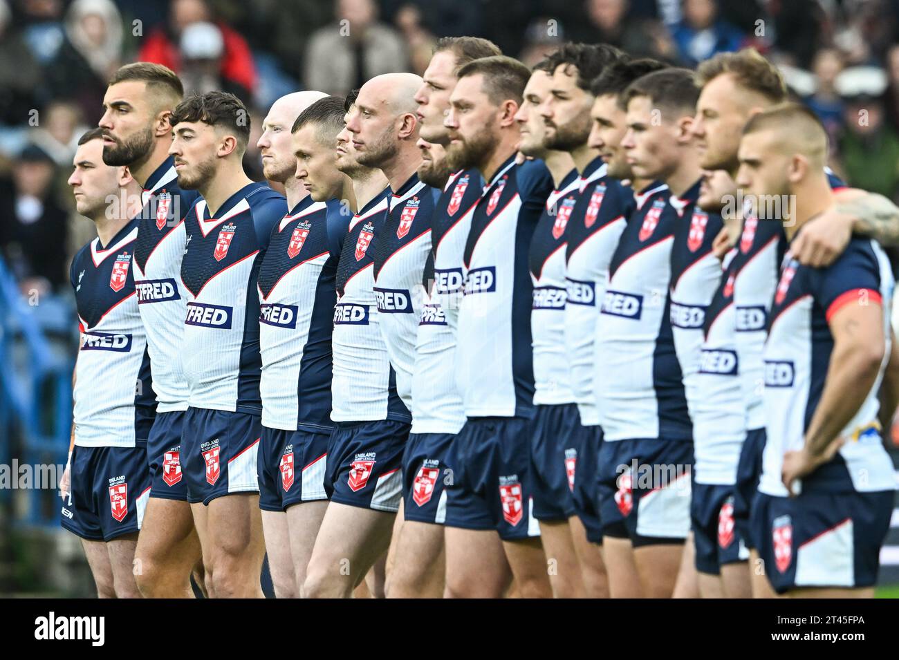 The England team line up ahead of the Rugby League International match ...