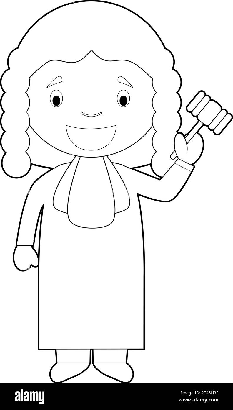 Easy coloring cartoon vector illustration of a judge Stock Vector Image ...