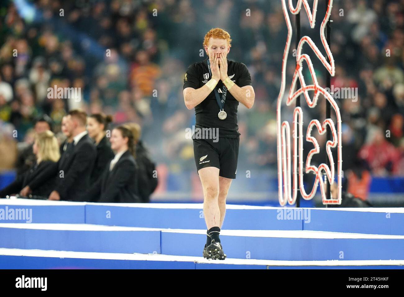 New Zealand's Finlay Christie appears dejected after the Rugby World ...