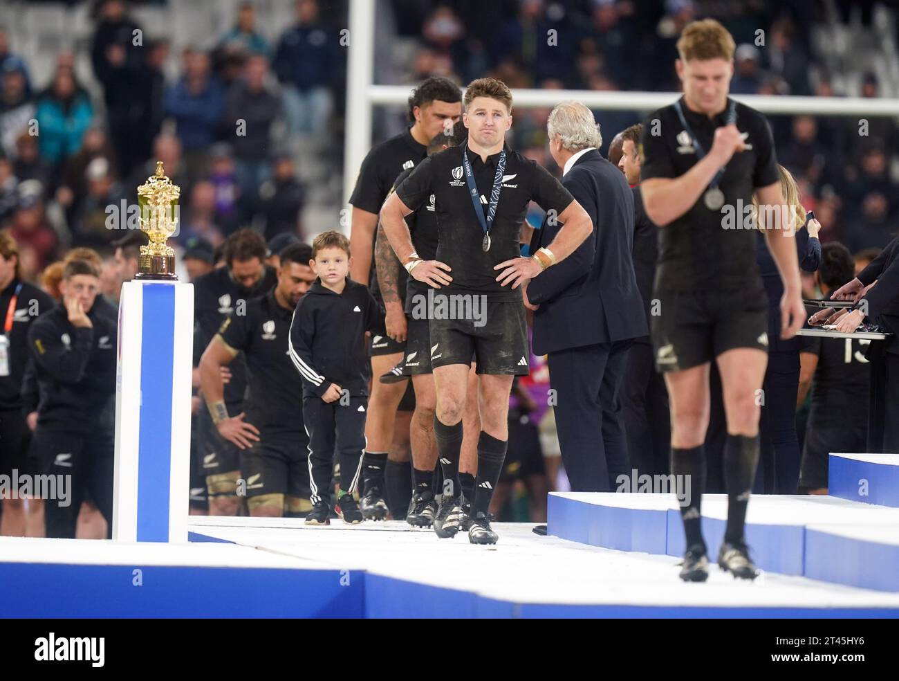 New Zealand's Beauden Barrett and Jordie Barrett look dejected as they ...