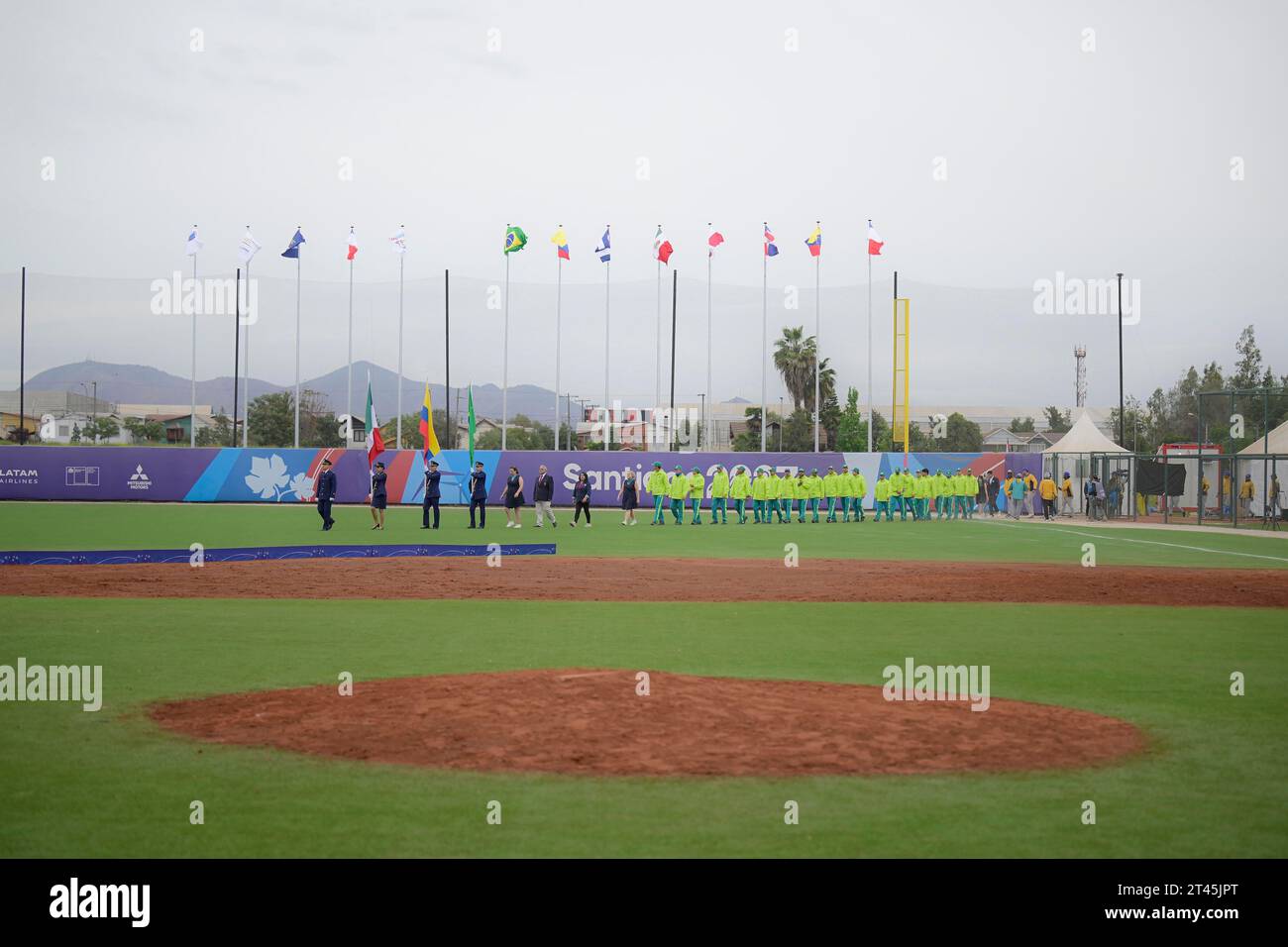 Santiago, Chile. 28th Oct, 2023. The Brazilian team receives the Silver ...