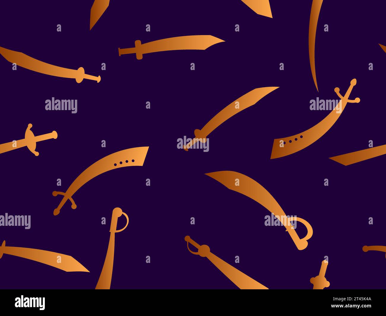 Swords seamless pattern. Curved and straight swords, gradient colors ...