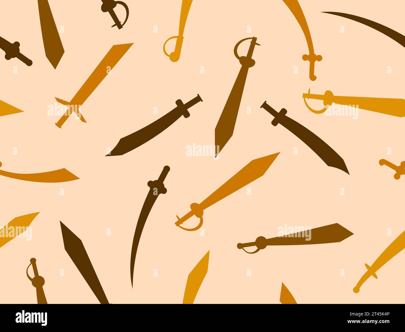 Silhouettes of swords seamless pattern. Curved and straight swords ...