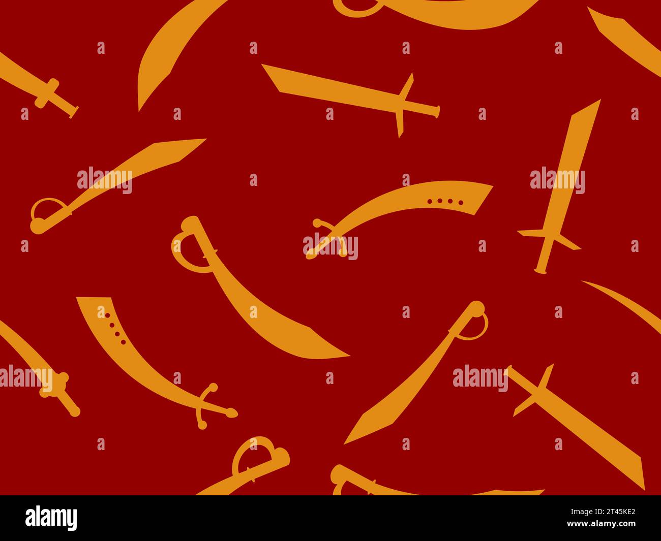 Silhouettes of swords seamless pattern. Curved and straight swords ...