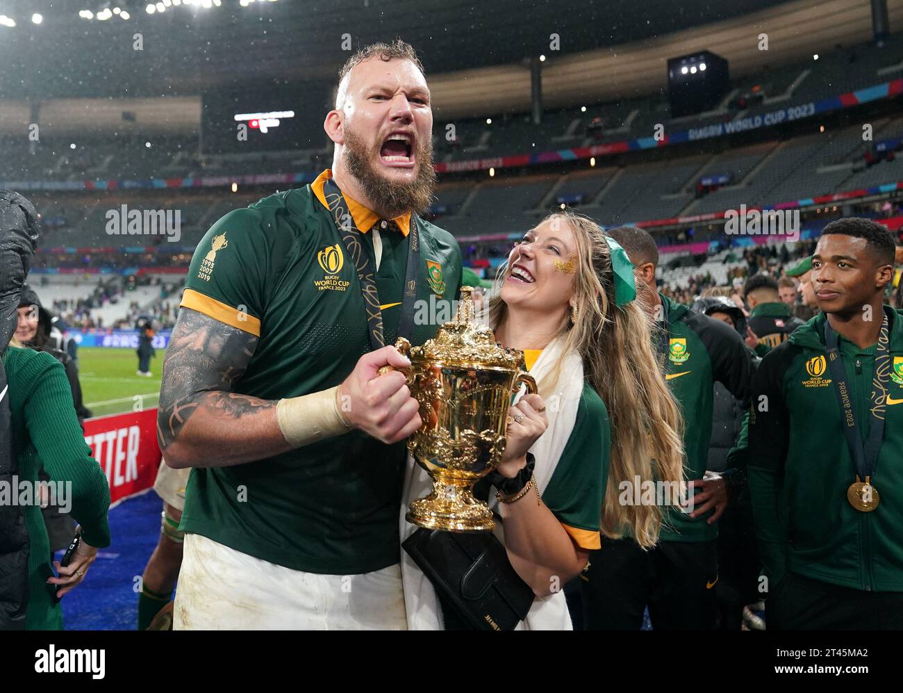 South Africa's RG Snyman and wife Saskia Snyman celebrates with the ...