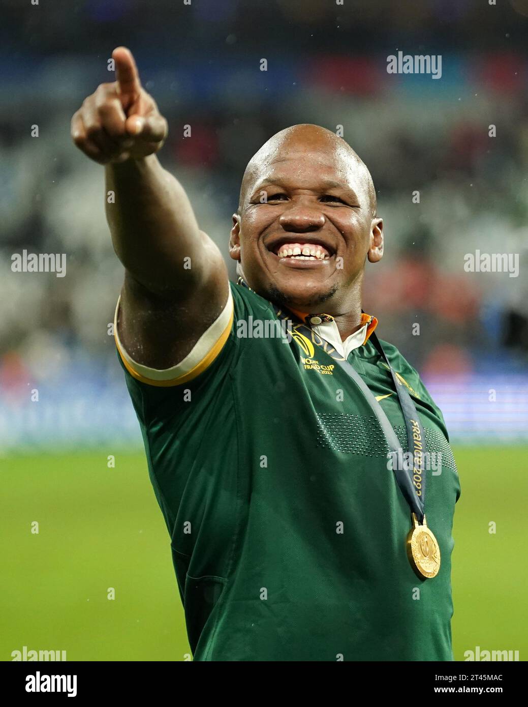 South Africa's Mbongeni Mbonambi celebrates after winning the Rugby ...