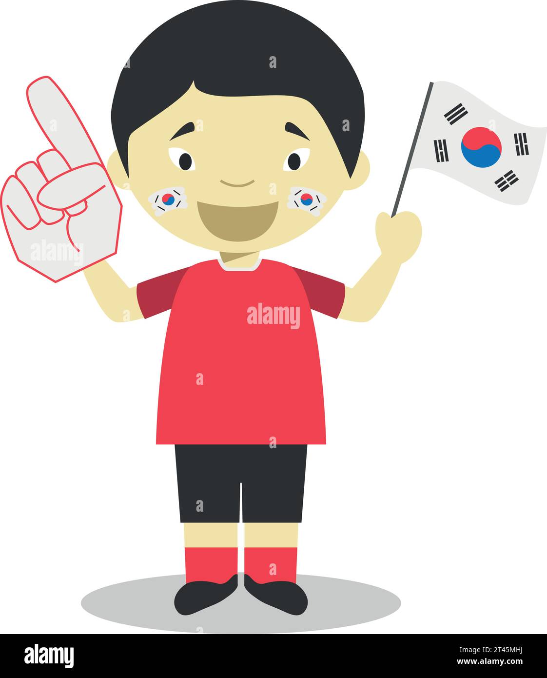 National sport team fan from South Korea with flag and glove Vector ...