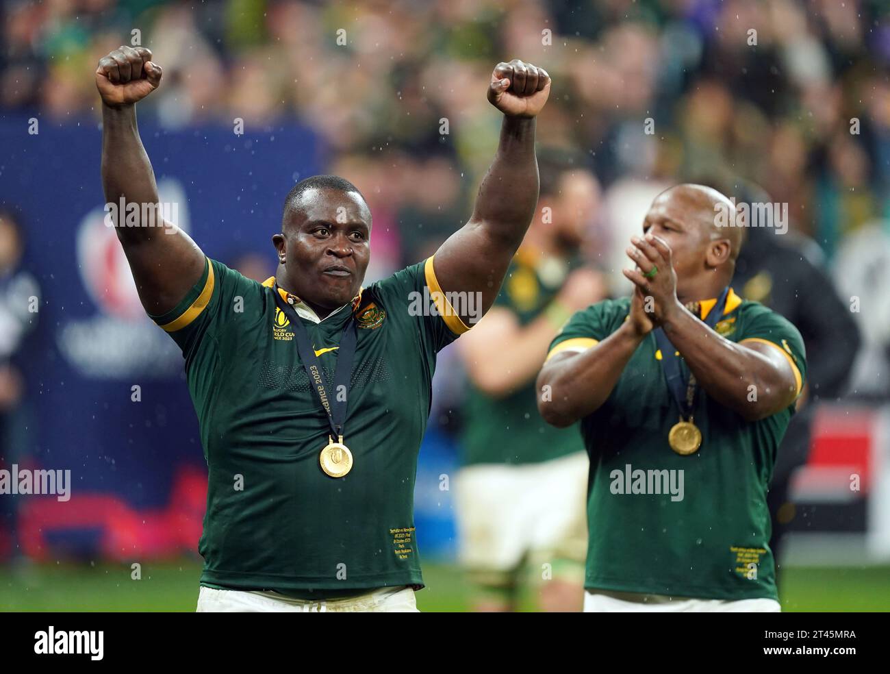 South Africa's Trevor Nyakane and Mbongeni Mbonambi celebrate following ...