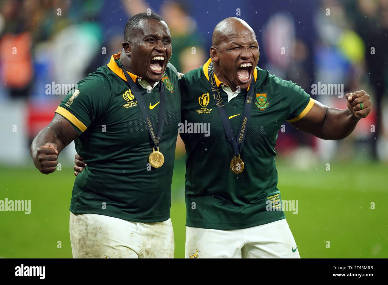 South Africa's Trevor Nyakane and Mbongeni Mbonambi celebrate following ...