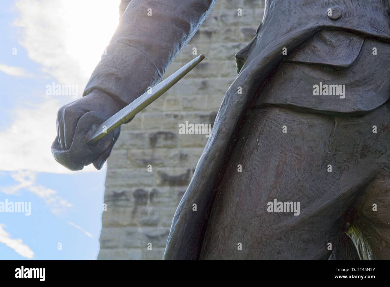 Close up saber wielded by 1889 bronze stature of General John Stark by ...