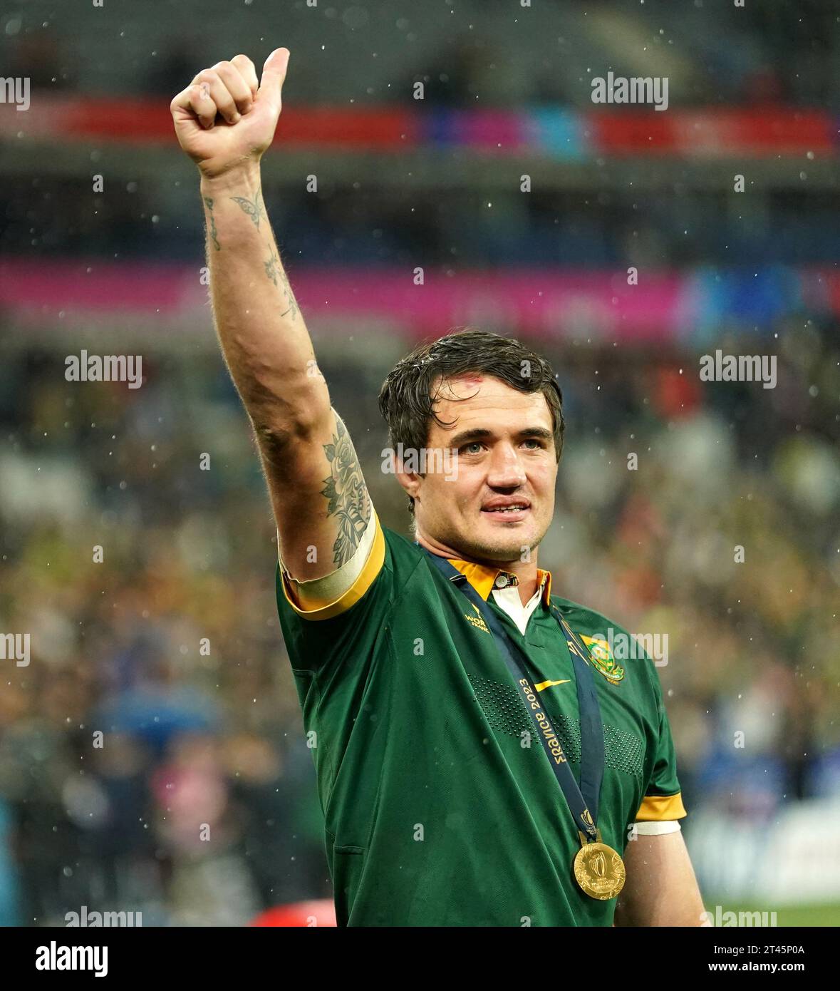 South Africa's Franco Mostert celebrates after winning the Rugby World ...