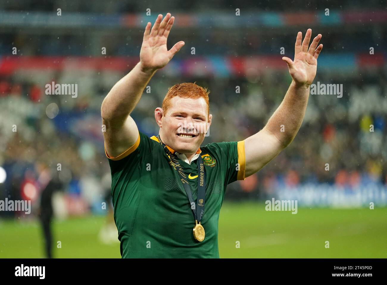 South Africa's Steven Kitshoff celebrates after winning the Rugby World ...