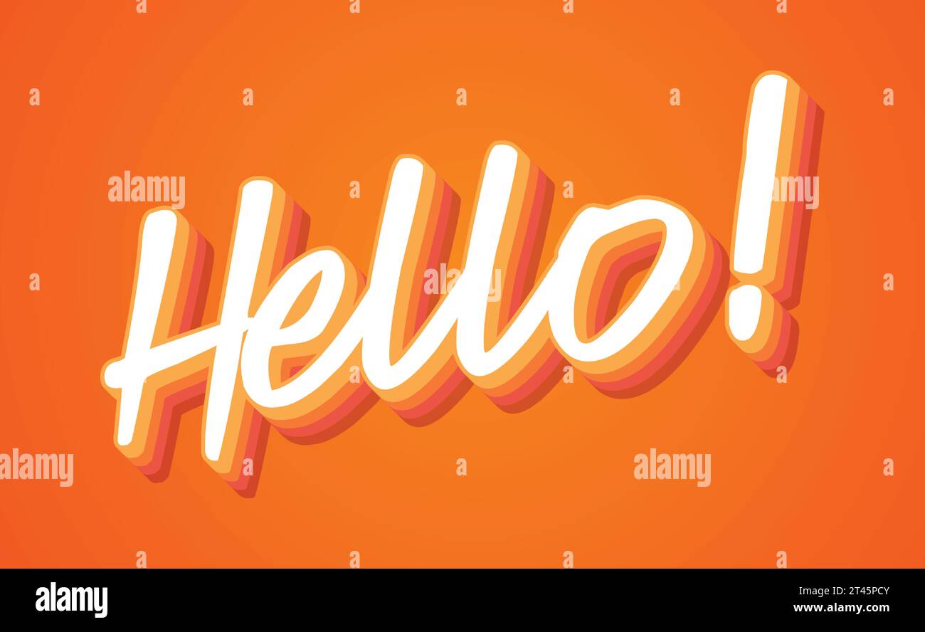Hello hand lettering with orange and yellow Vector Image Stock Vector ...