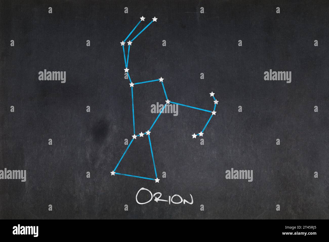 Blackboard with the Orion constellation drawn in the middle Stock Photo ...