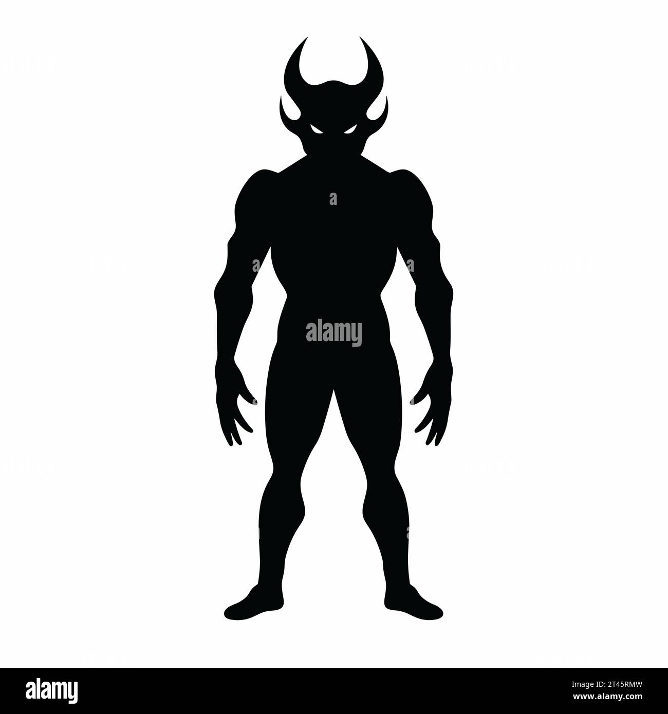 Devil silhouette. Devil black icon on white background Stock Vector ...