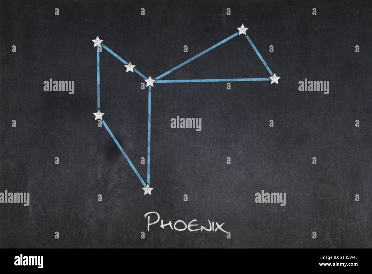 Blackboard with the Phoenix constellation drawn in the middle Stock ...