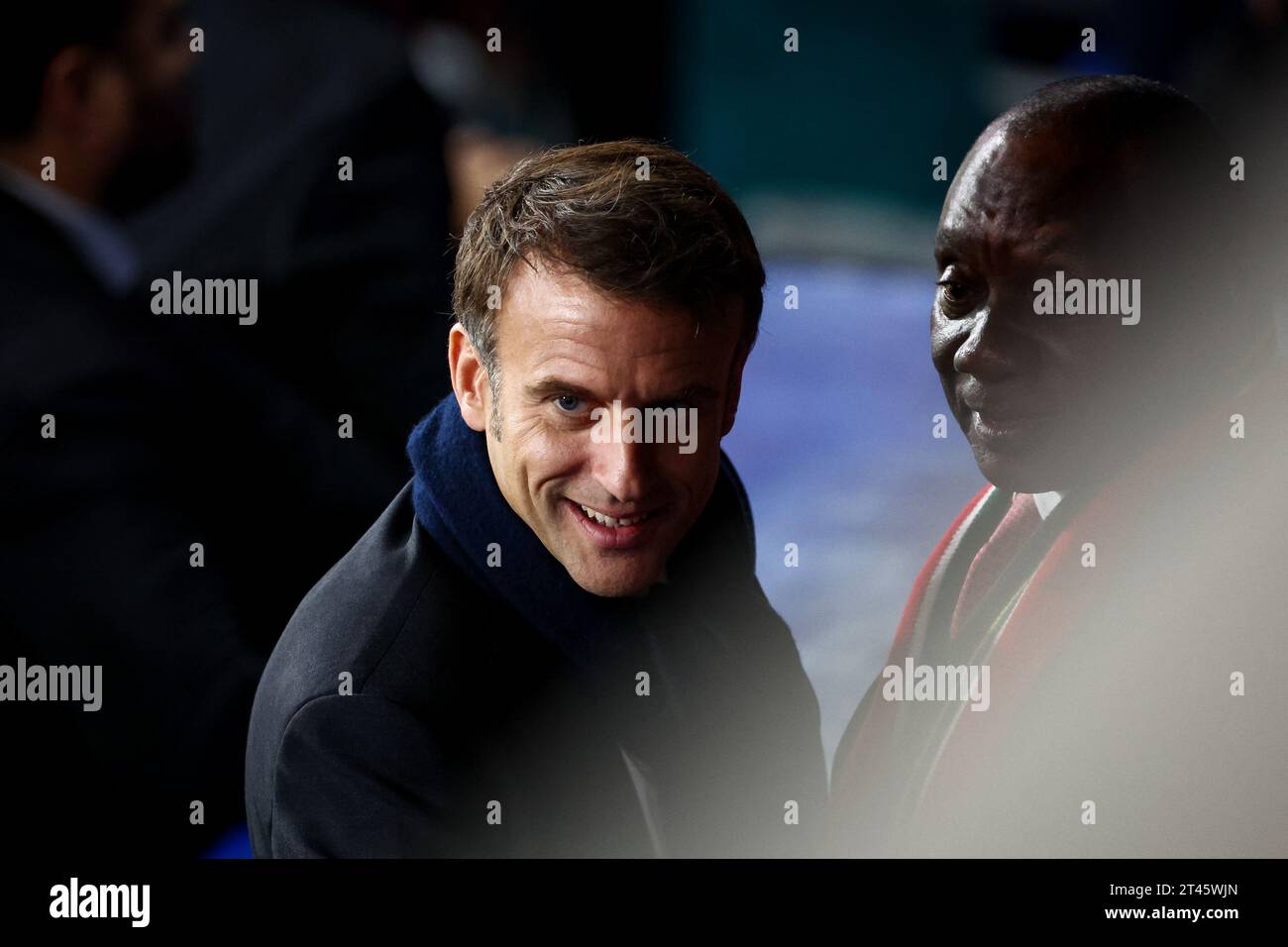 French President Emmanuel Macron during the Rugby World Cup Final match ...